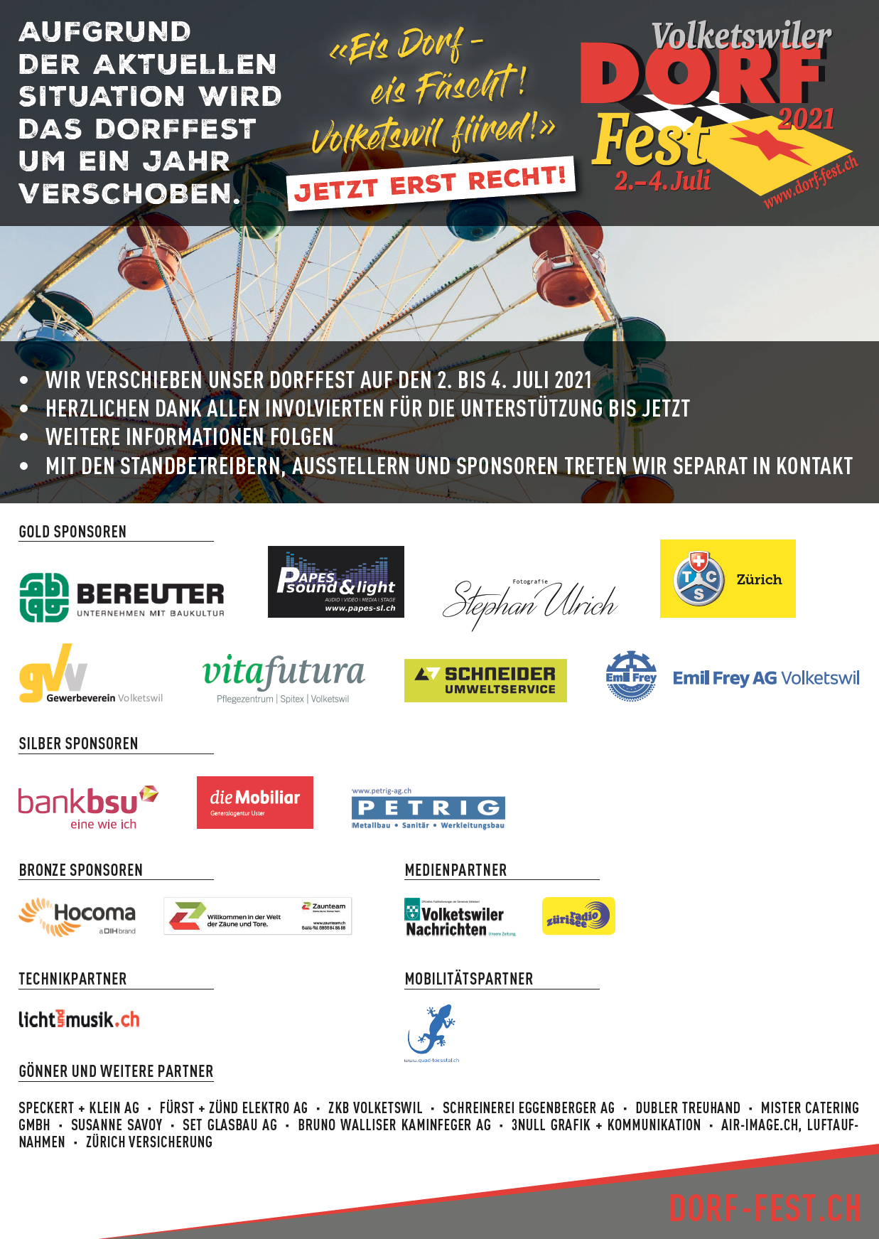 Dorffest Volketswil – Eis Dorf, eis Fäscht – Volketswil fiired